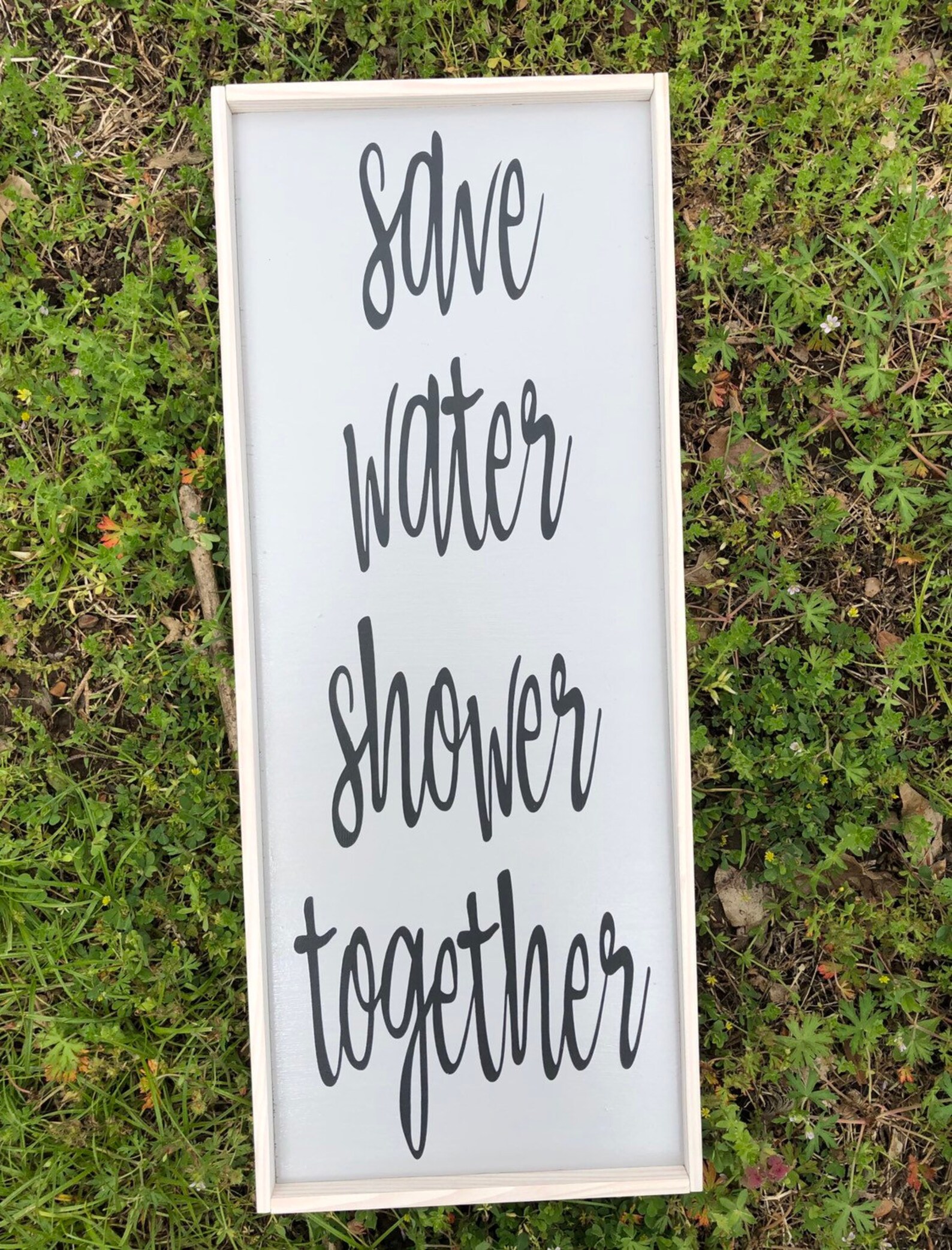 Save Water Shower Together Cursive Wood Farmhouse Sign | Etsy