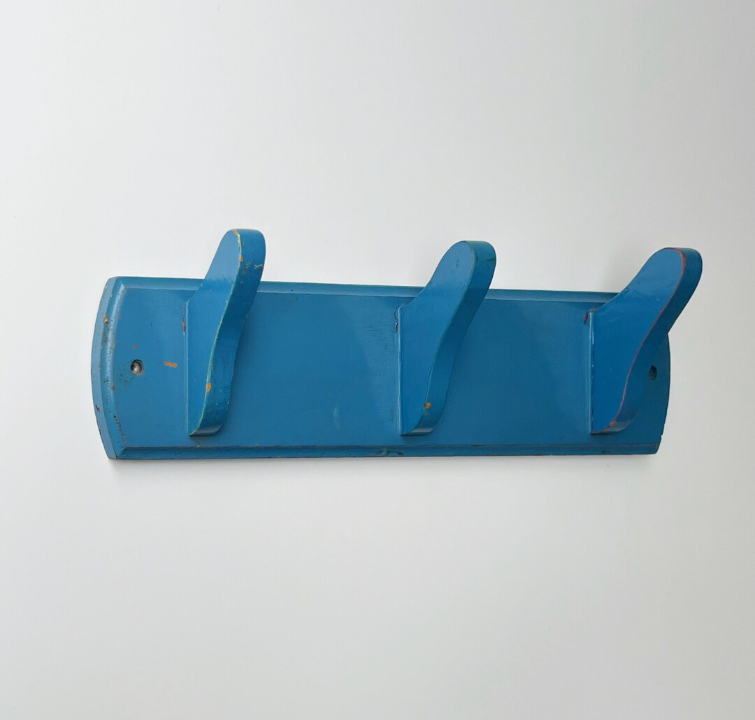 Distressed Blue Wood Coat Rack - Etsy
