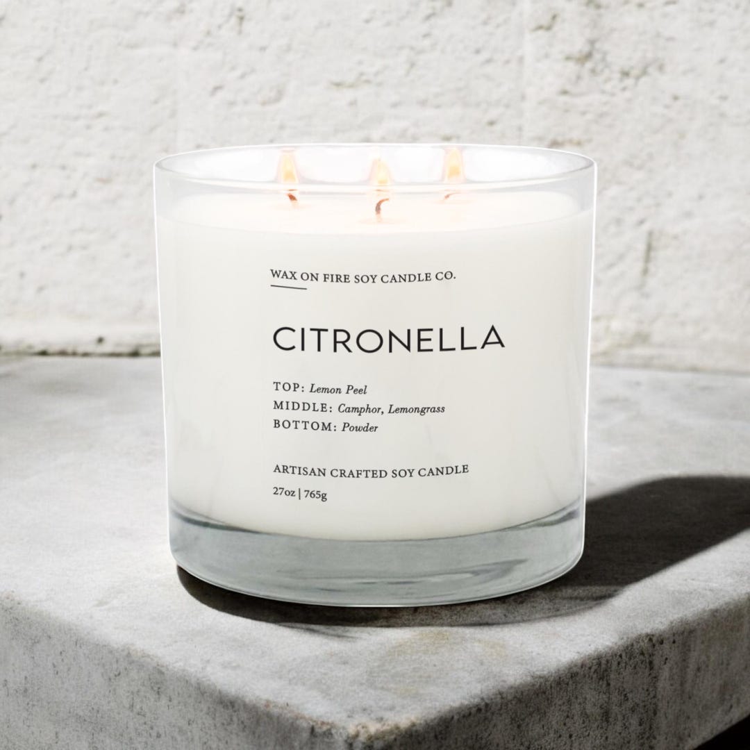 27oz 3 Wick Candle Bug Repellent Citronella Candle Mosquito Candle ...