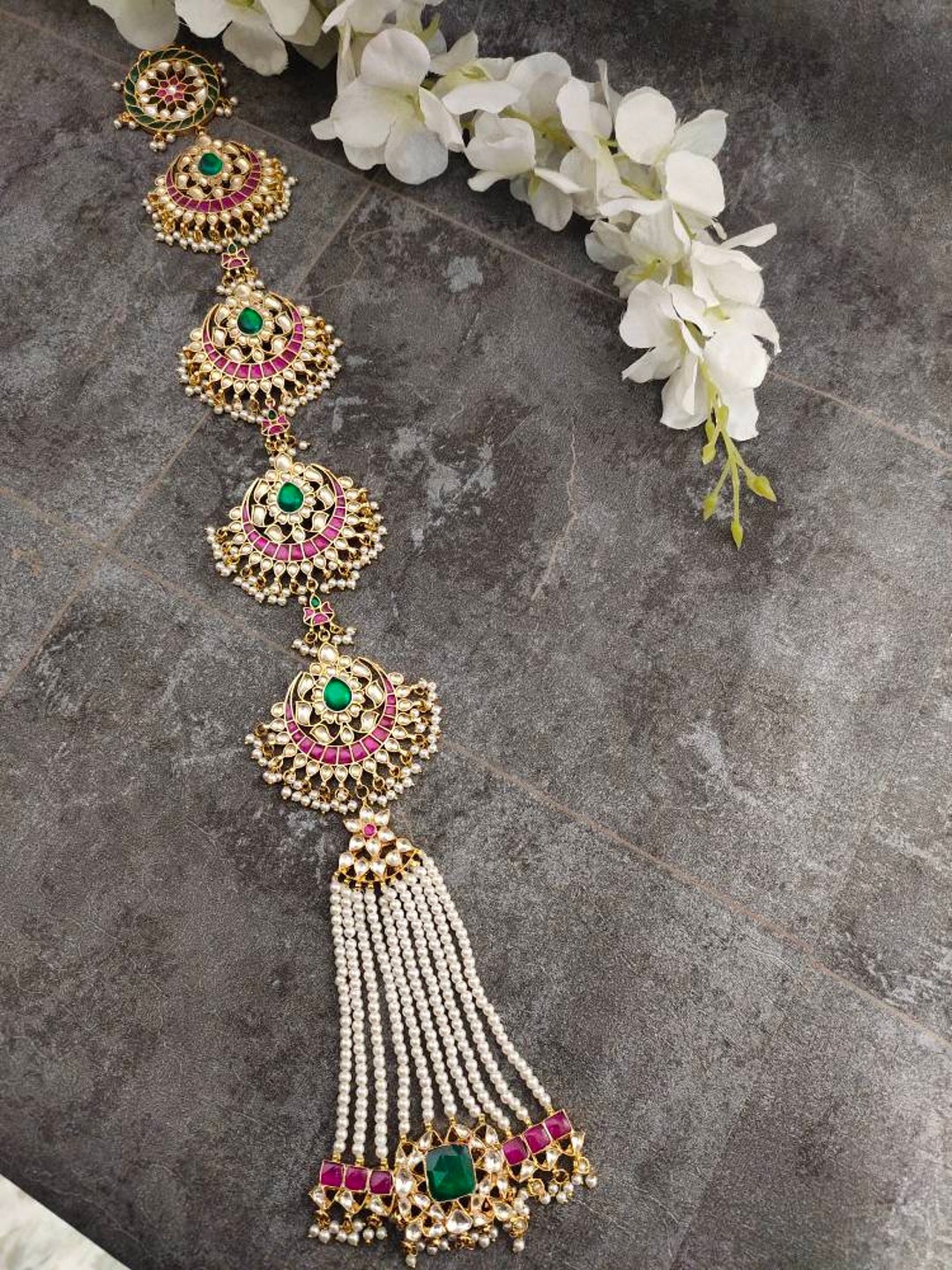 Gold Plated Kundan Hair Braids - Etsy