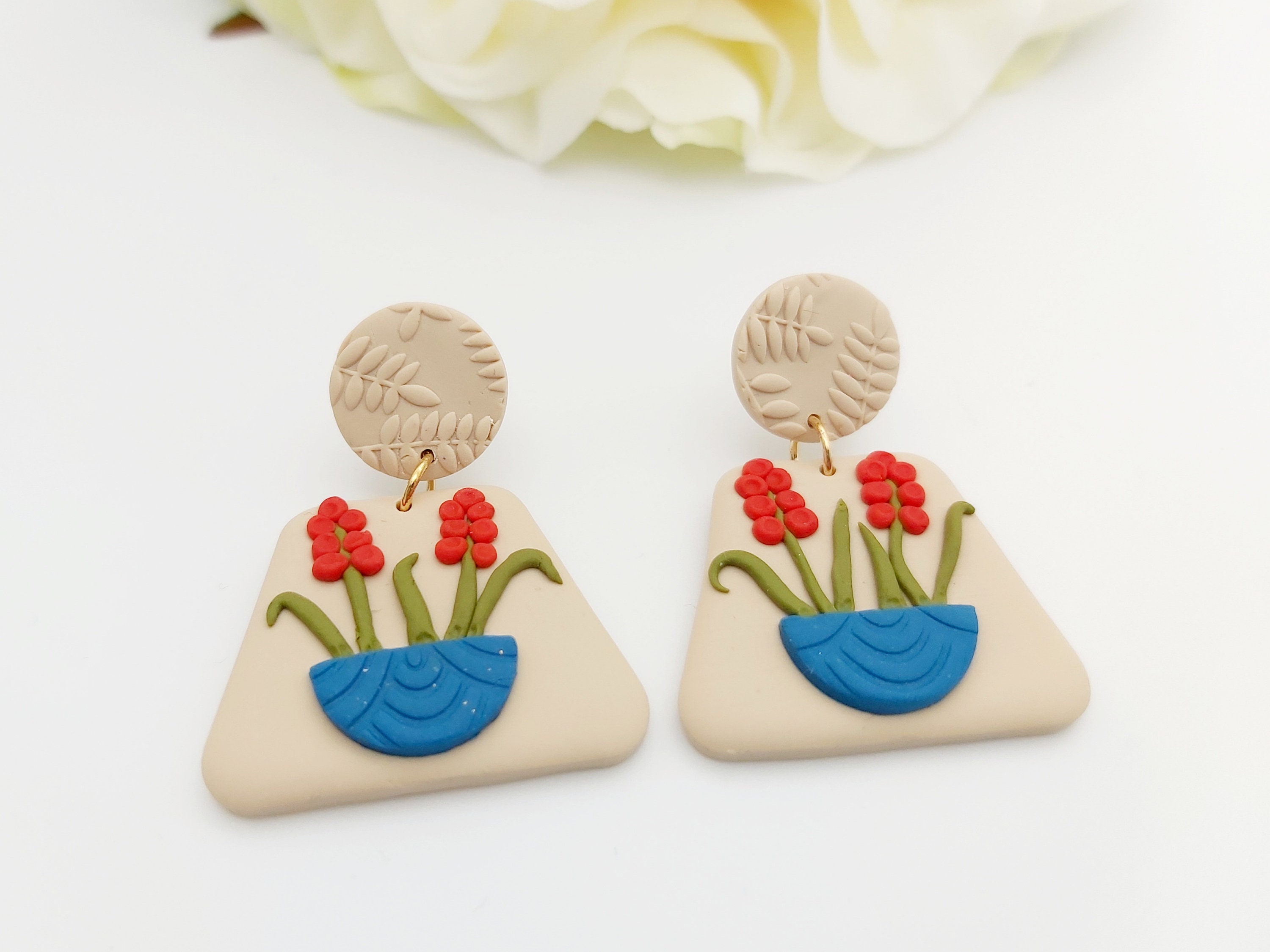 Flower Earrings Spring Clay Earrings Hypoallergenic Earrings - Etsy Ireland