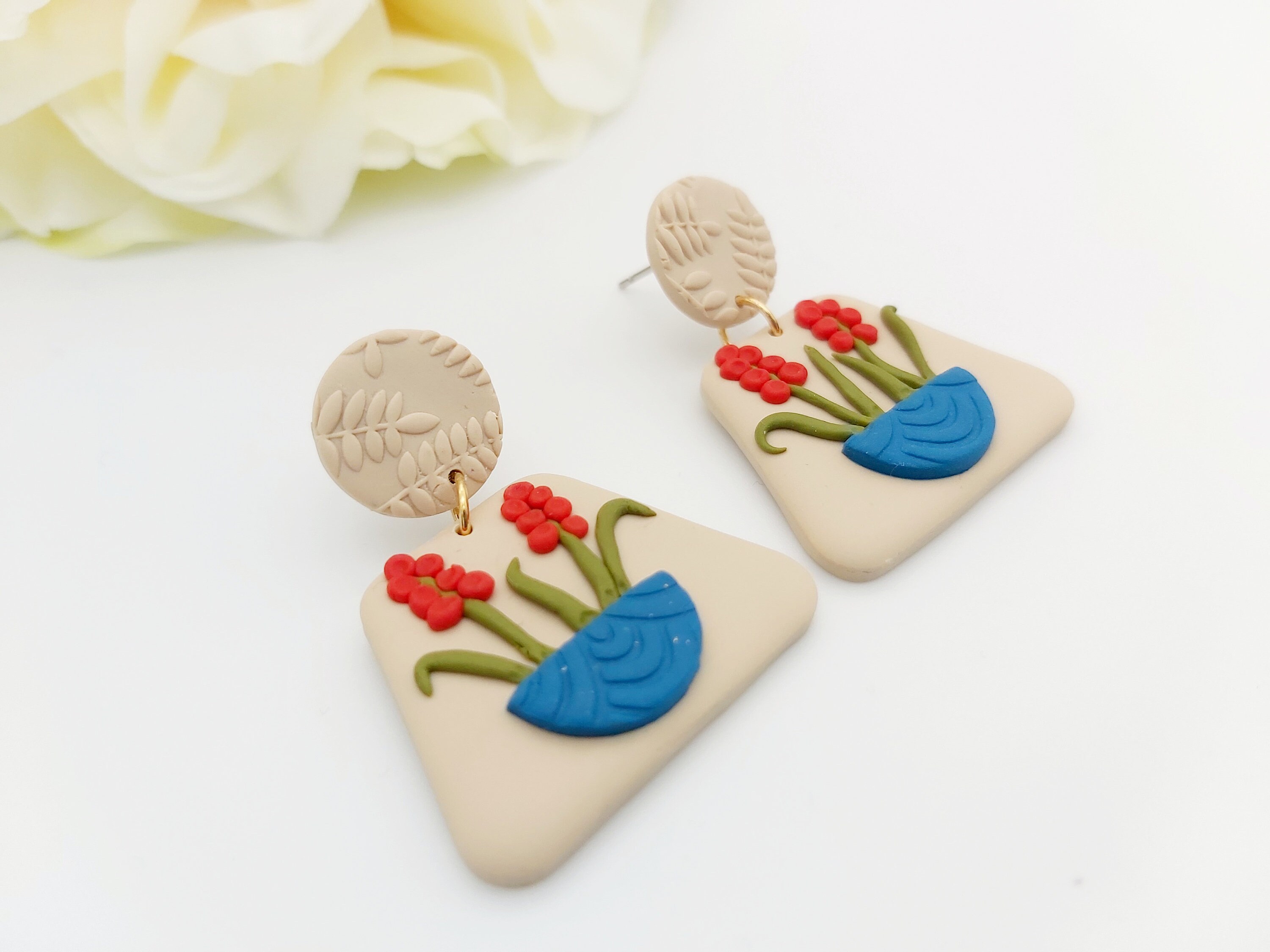 Flower Earrings Spring Clay Earrings Hypoallergenic Earrings - Etsy Ireland