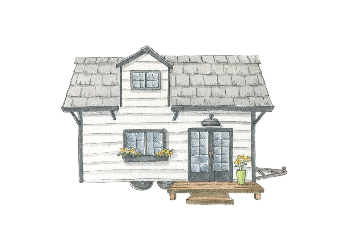White Tiny House Print - Etsy