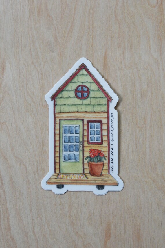 Green Tiny House Sticker - Etsy