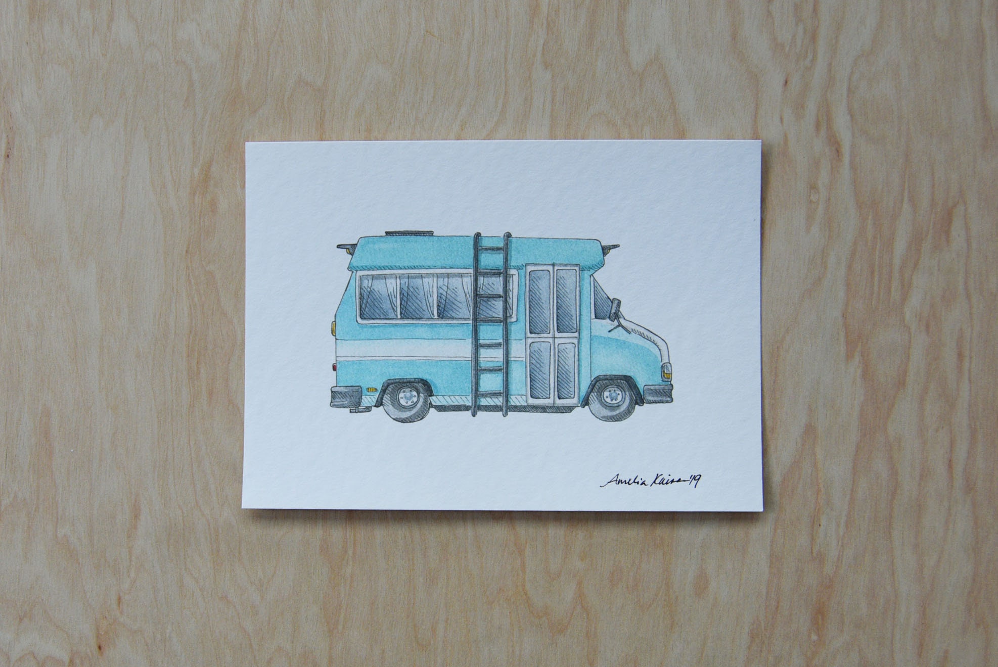 Blue Skoolie Print - Etsy
