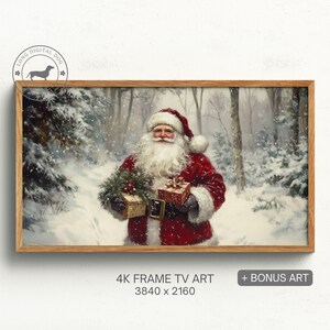 Vintage Santa Claus Frame TV Art Christmas Neutral Holiday Santa ...