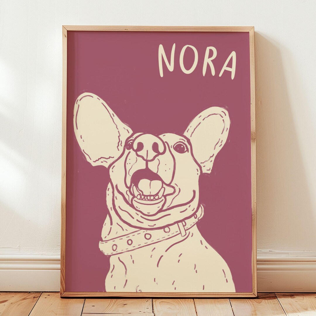Custom Dog Portrait Modern Personalized Pet Portrait Hand Drawn ...