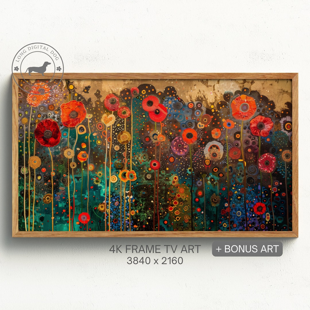 Summer Frame TV Art Poppies Gustav Klimt Wildflower Field Frame Tv Art ...