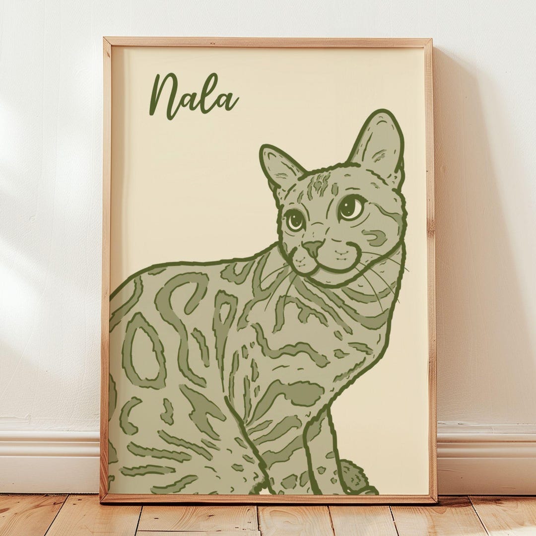 Custom Cat Portrait Hand Drawing: Personalized Colorful Pet Portrait ...