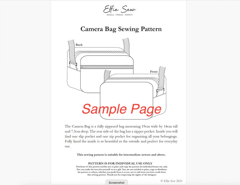 Camera Bag PDF Sewing Pattern by Elfie Sew - Etsy