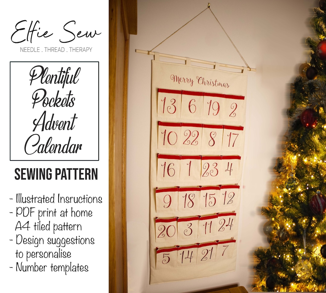 Plentiful Pockets Advent Calendar PDF Sewing Pattern by Elfie Sew - Etsy