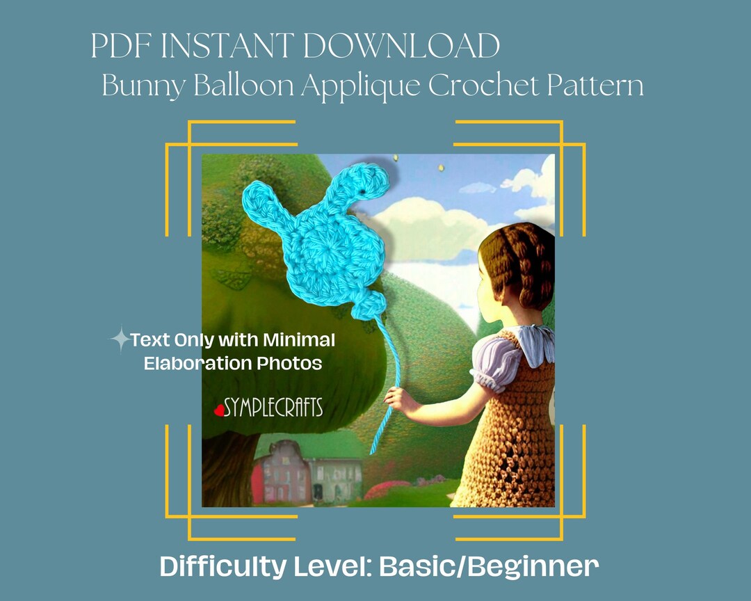 Crochet Pattern: Bunny Balloon Applique - US Terminology - A Cute Idea ...