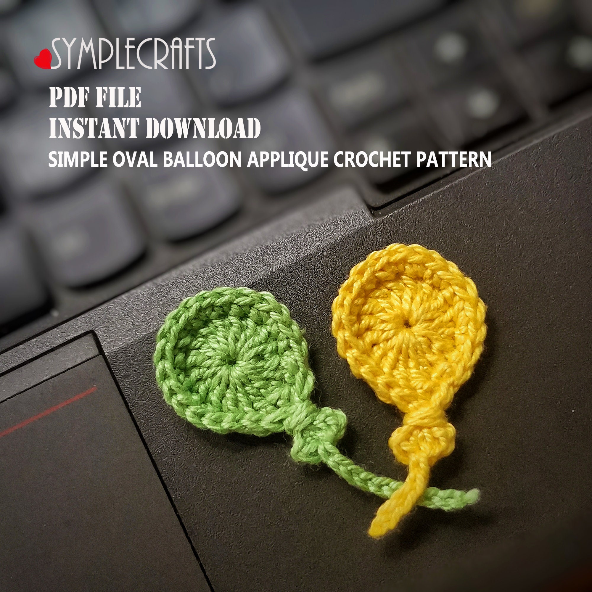 Crochet Pattern: Simple Oval Balloon Applique - US Terminology - A Cute ...
