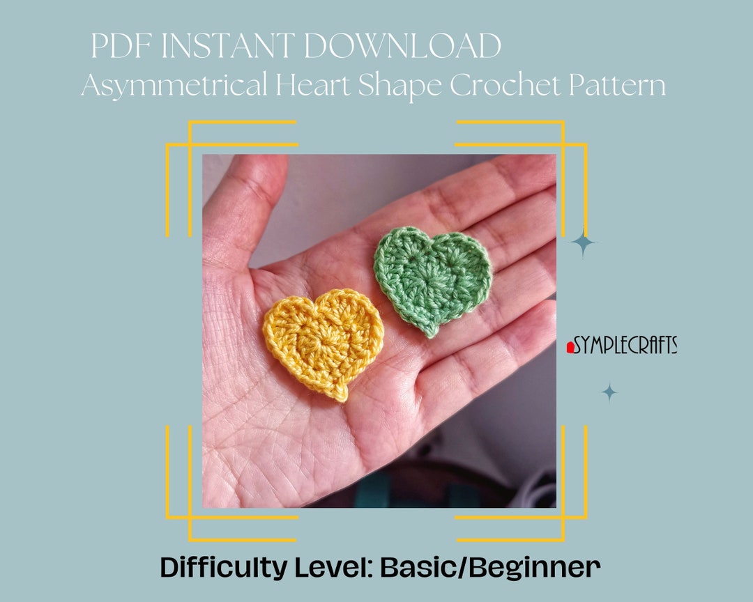 Crochet Pattern: Asymmetrical Heart Shape Applique - US Terminology ...