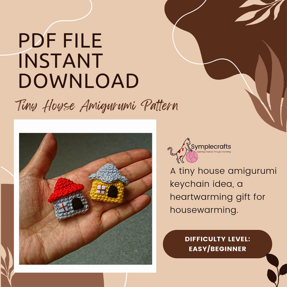 Crochet Pattern: Tiny House Amigurumi Keychain US - Etsy
