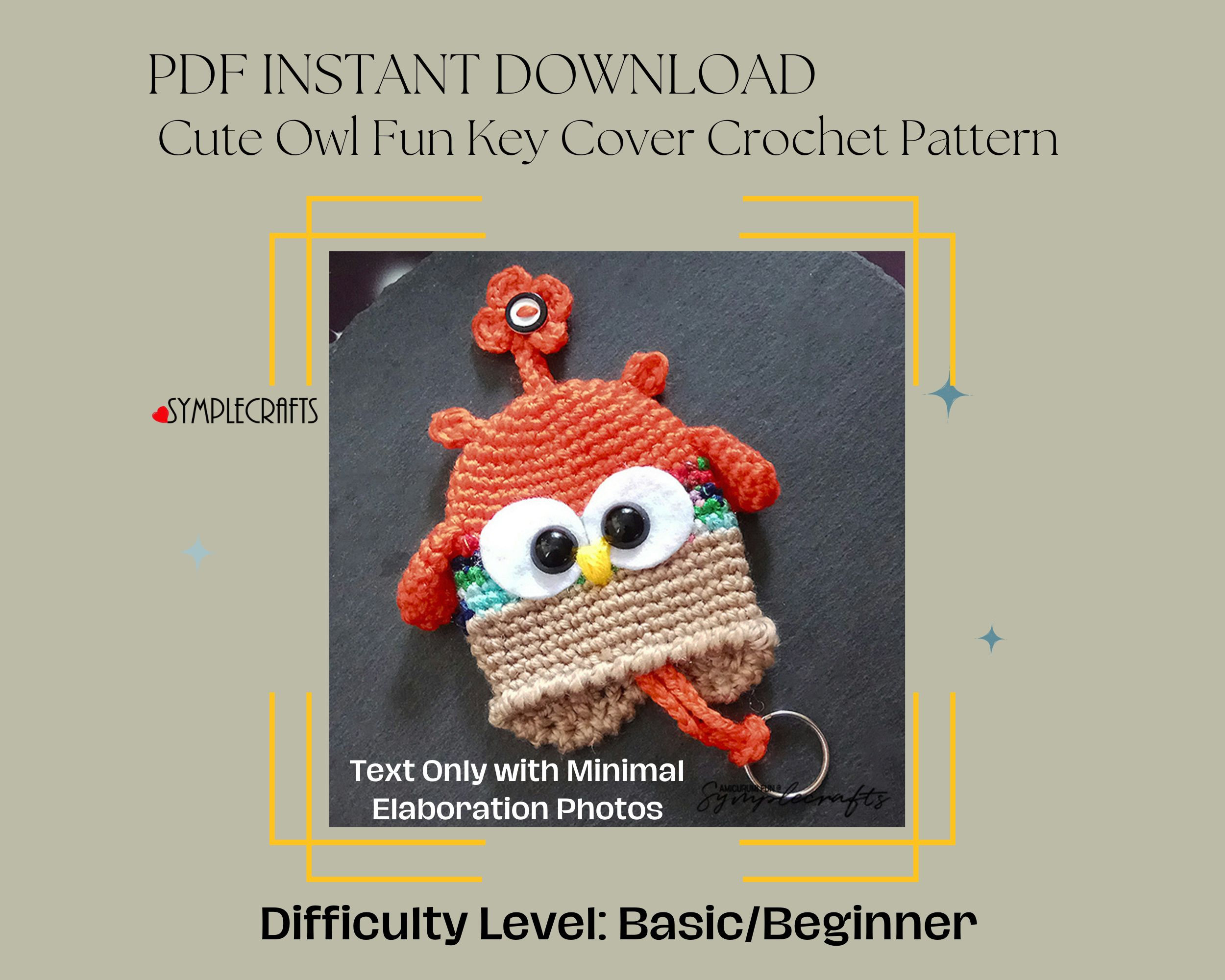 Adorable Owl Key Cover Crochet Pattern - US Terminology - Minimal Photo ...