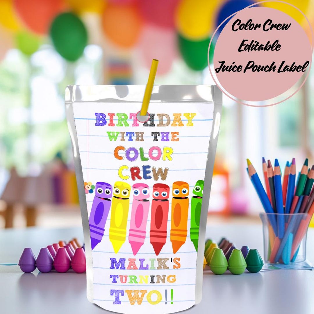 Color Crew Inspired Canva Editable Juice Pouch Label - Etsy
