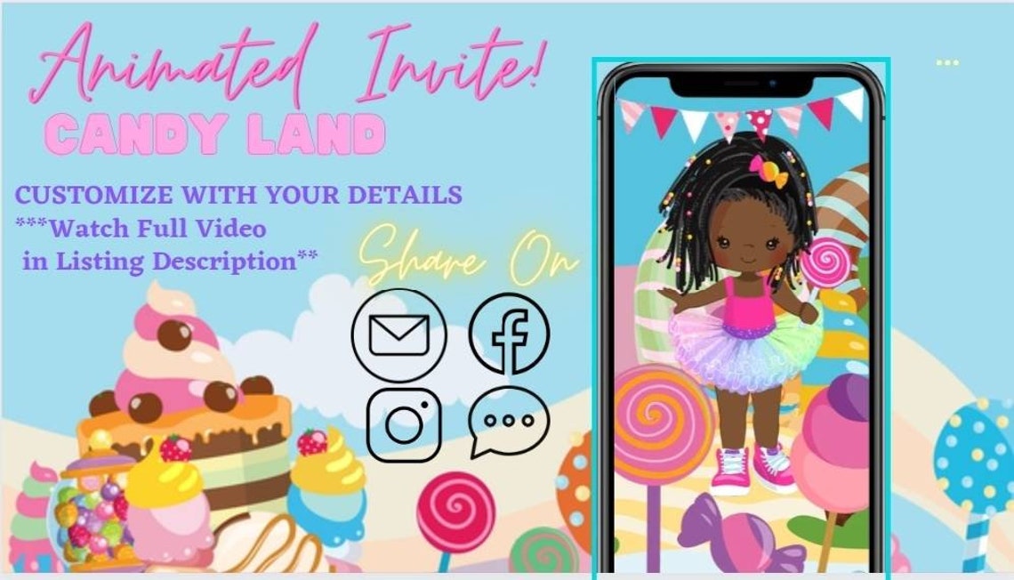 Animated Custom Candy Land Inspired Invite - Etsy