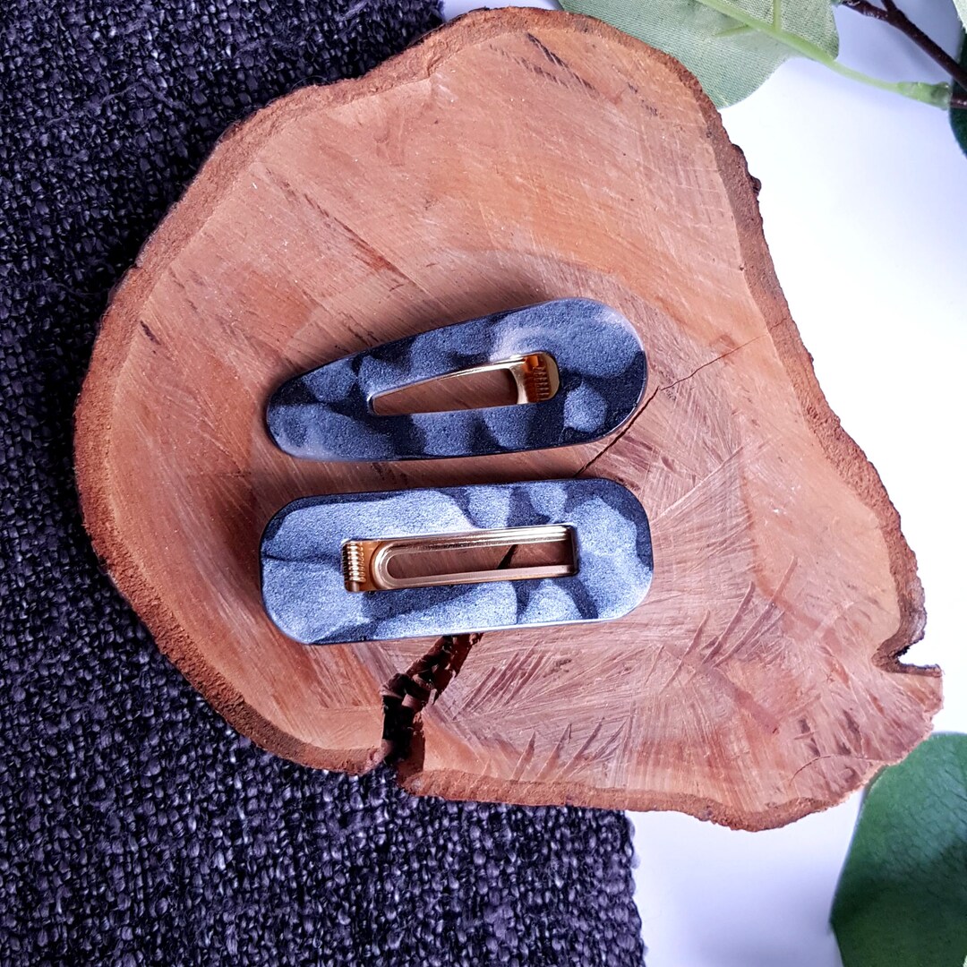 Barrettes de resina, Clips de pelo de resina, Barrette blanco y negro ...