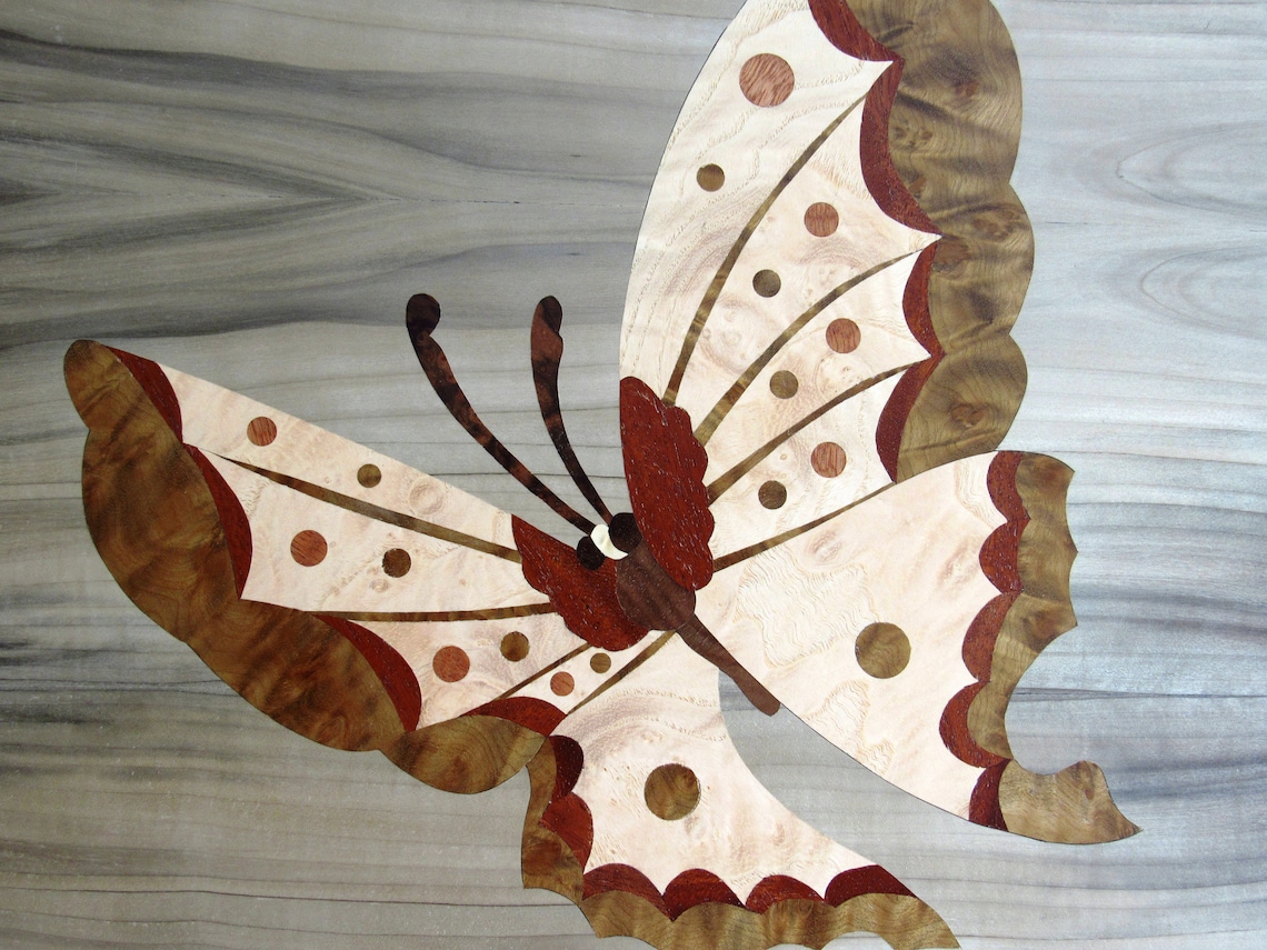 Butterfly Wood Wall Decor, Butterfly Wood Art, Marquetry Picture ...
