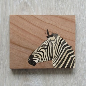 Zebra Wood Marquetry Wall Decor: African Animal Art (4.3 X 5.27") - Etsy