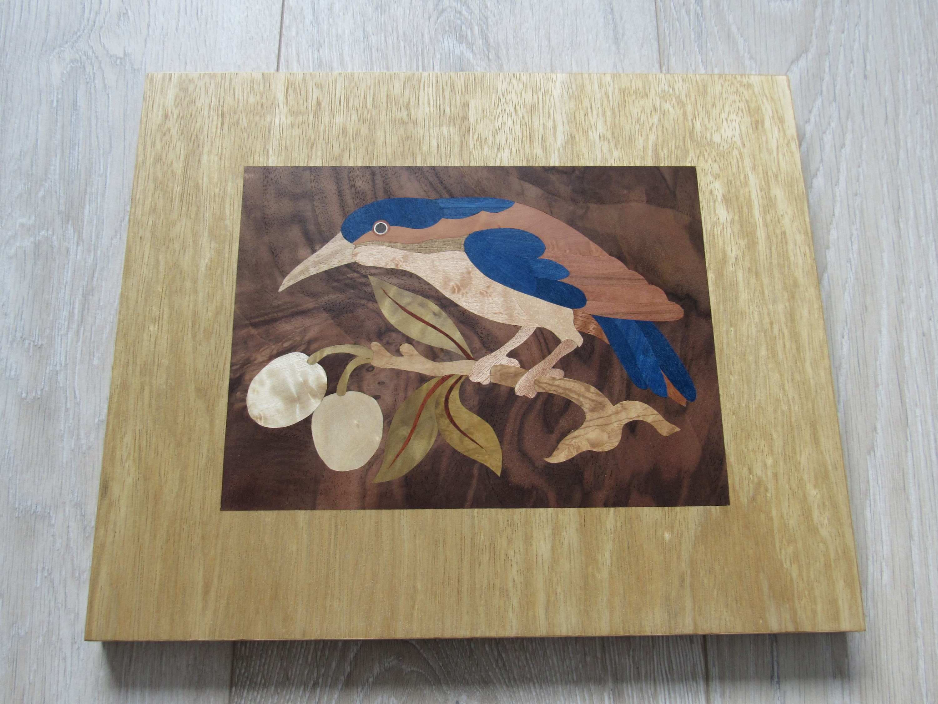 Kingfisher Bird Wood Inlay Art, Wood Mosaic, Marquetry Wood Wall Art ...