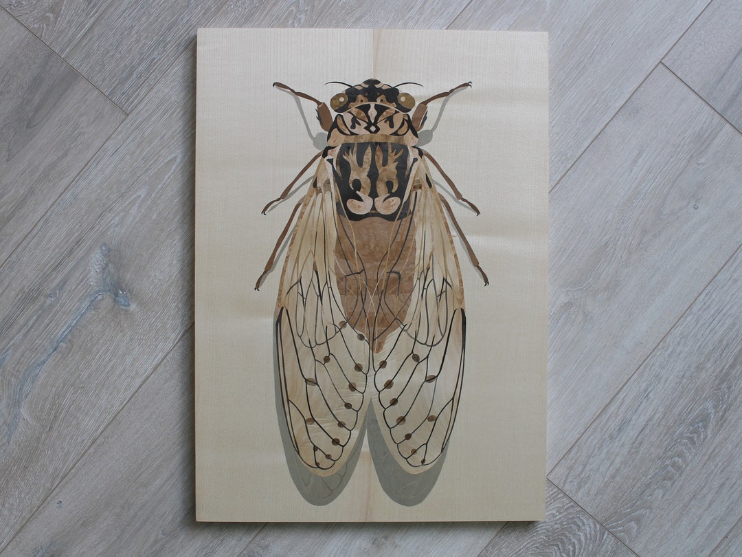 CUSTOM Cicada Wood Mosaic, Marquetry, Insect Wood Wall Art, Cicada Wood ...