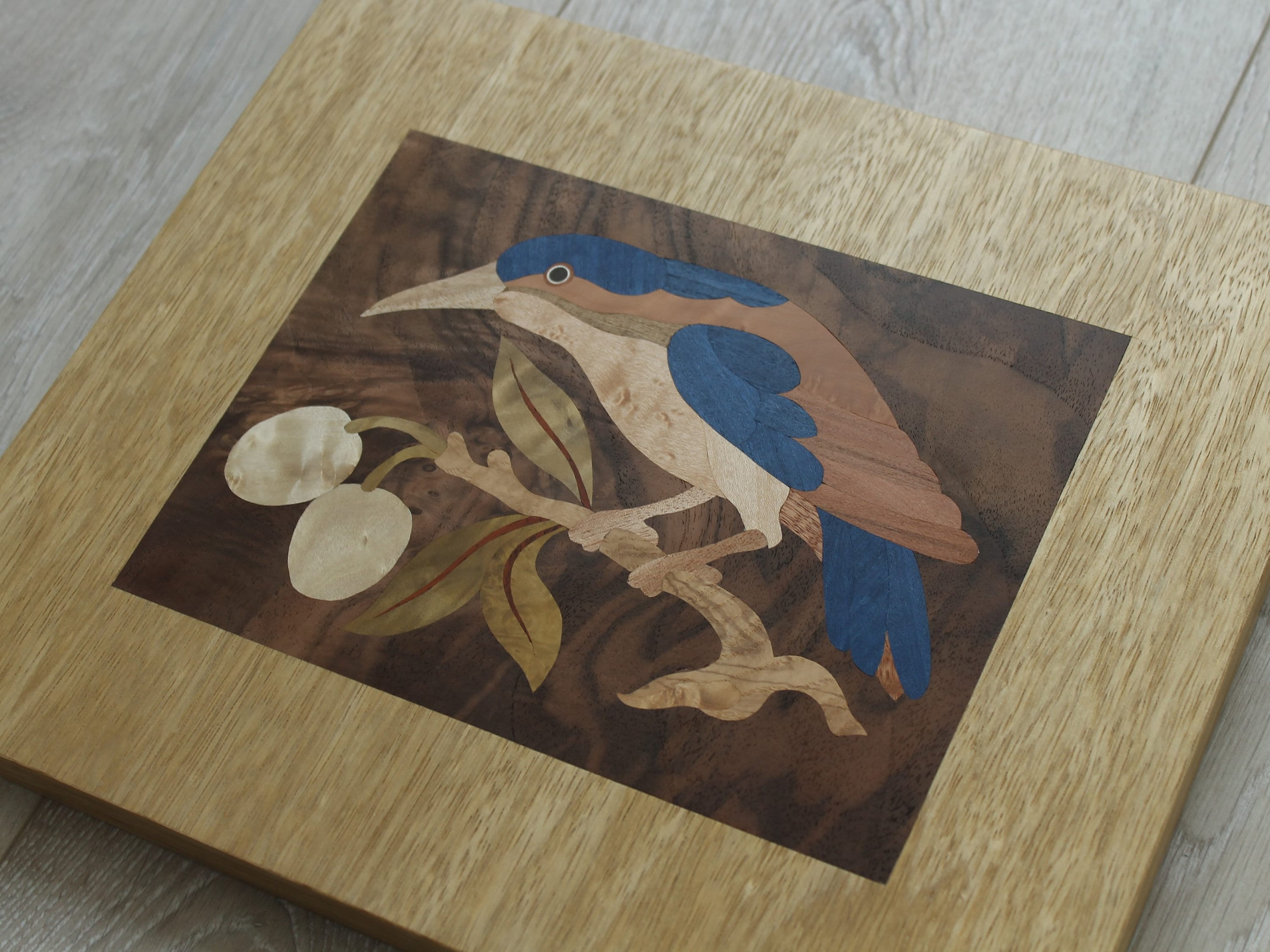 Kingfisher Bird Wood Inlay Art, Wood Mosaic, Marquetry Wood Wall Art ...
