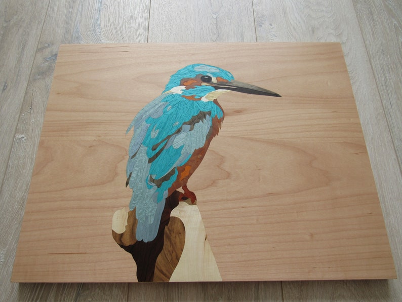 Kingfisher Bird Wood Mosaic Marquetry Wood Wall Art Exotic - Etsy
