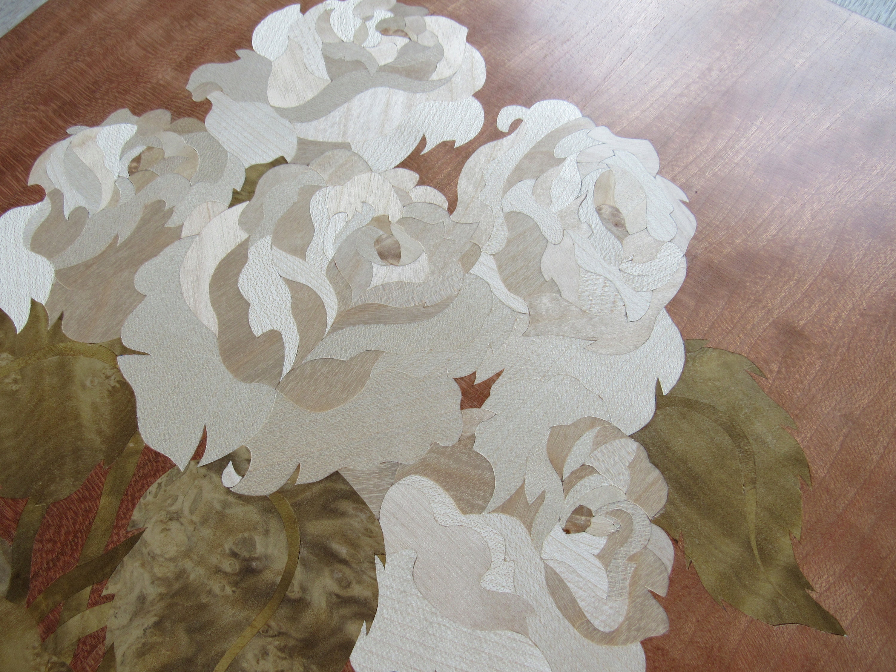 Wooden Picture Inlay Roses, Wood Mosaic, Marquetry, Flowers Wall Decor ...