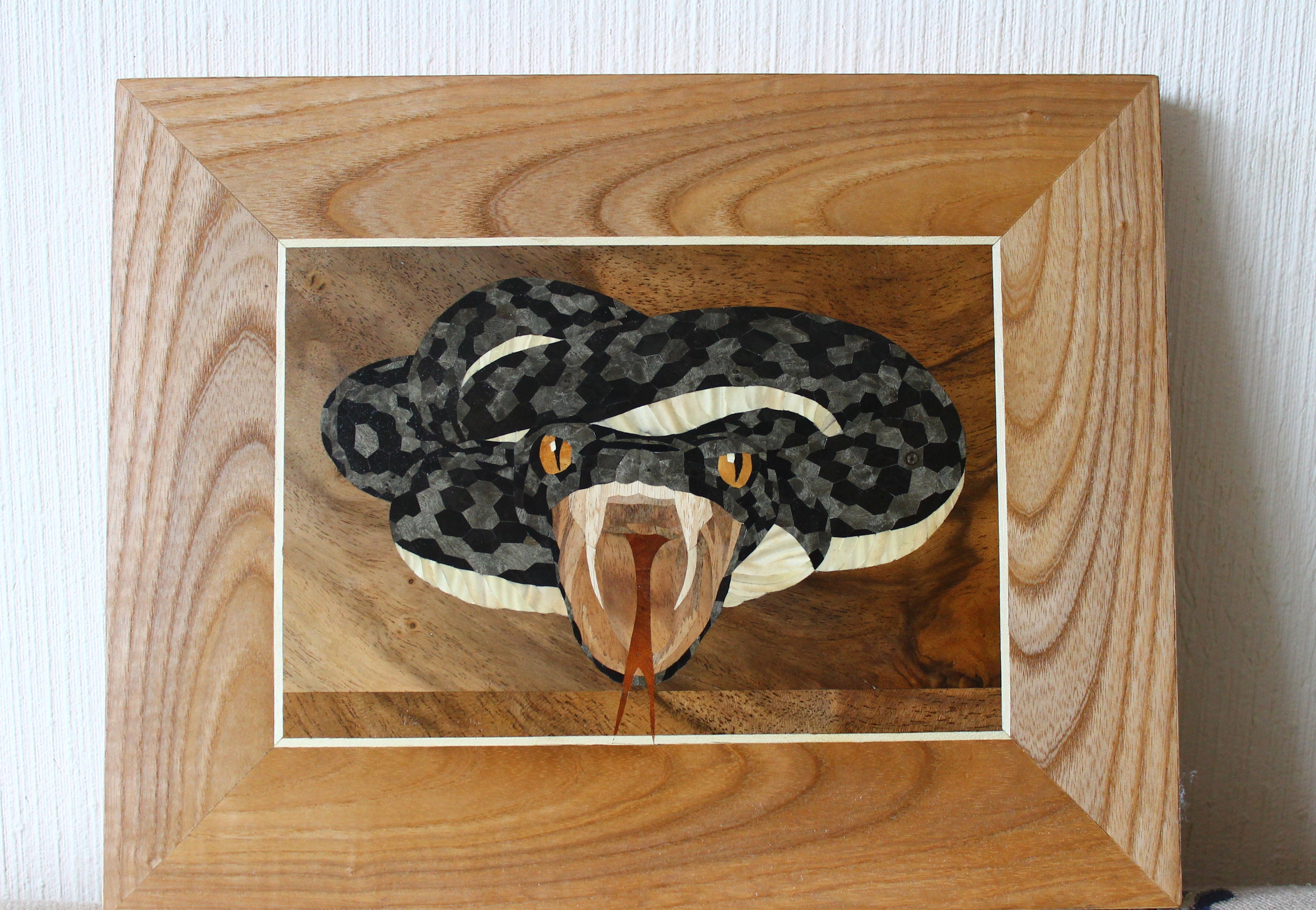 Snake Wood Wall Art Wood Wall Decor Marquetry Wood Mosaic - Etsy