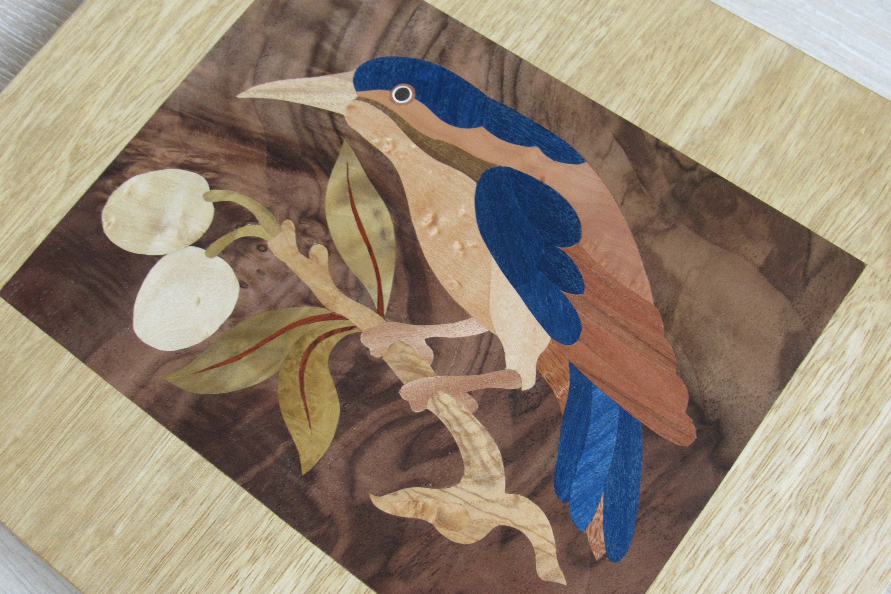 Kingfisher Bird Wood Inlay Art, Wood Mosaic, Marquetry Wood Wall Art ...