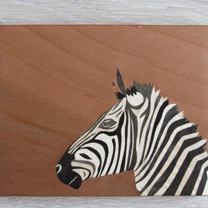 Zebra Wood Marquetry Wall Decor: African Animal Art (4.3 X 5.27") - Etsy