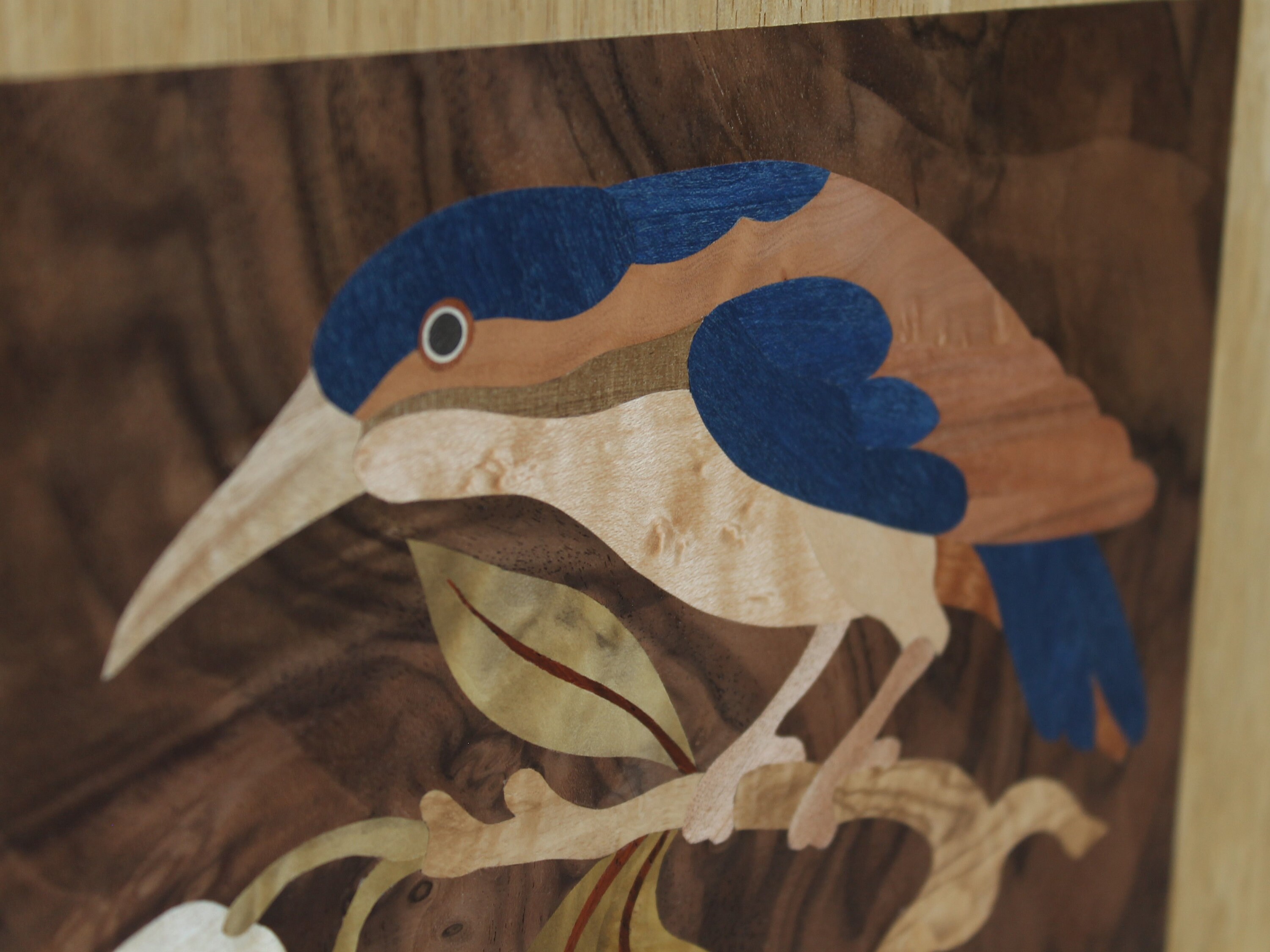 Kingfisher Bird Wood Inlay Art, Wood Mosaic, Marquetry Wood Wall Art ...