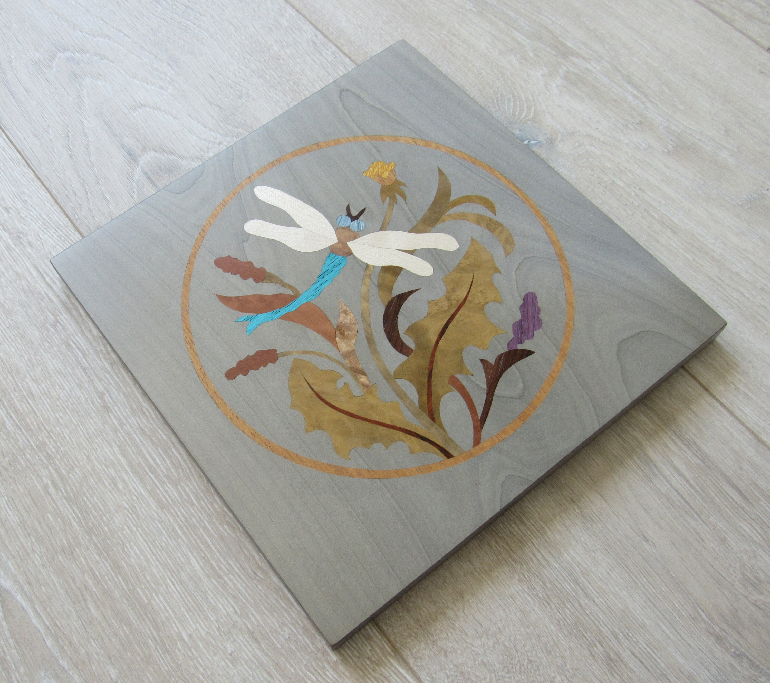 Dragonfly Wood Mosaic Art Wood Inlay Marquetry Wood Wall - Etsy