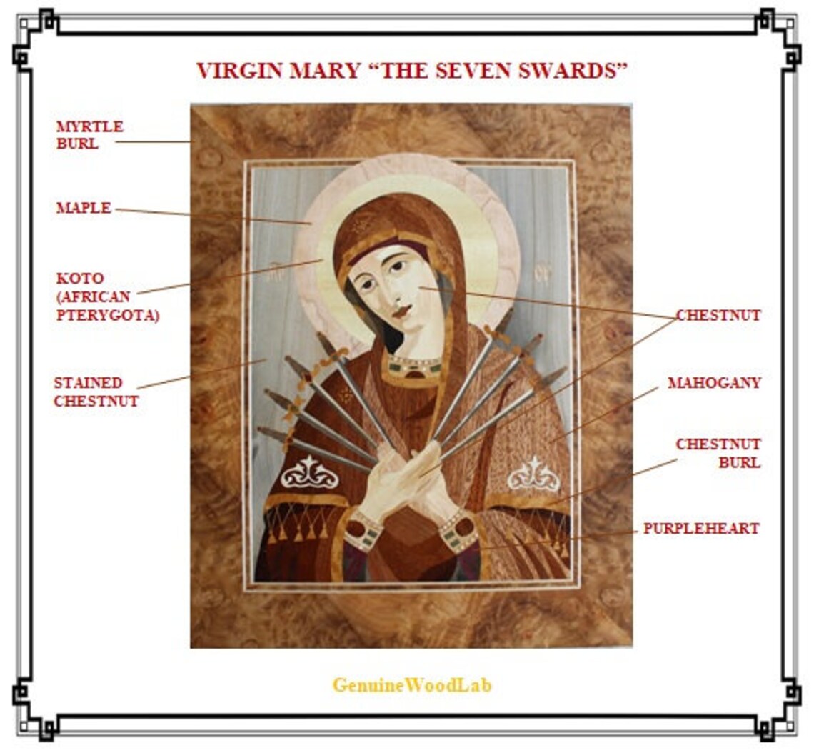 CUSTOM Virgin Mary Seven Swords Orthodox icon religious | Etsy