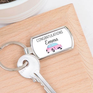 Personalised Congratulations Pink Car Metal Keyring Keepsake Gift ...