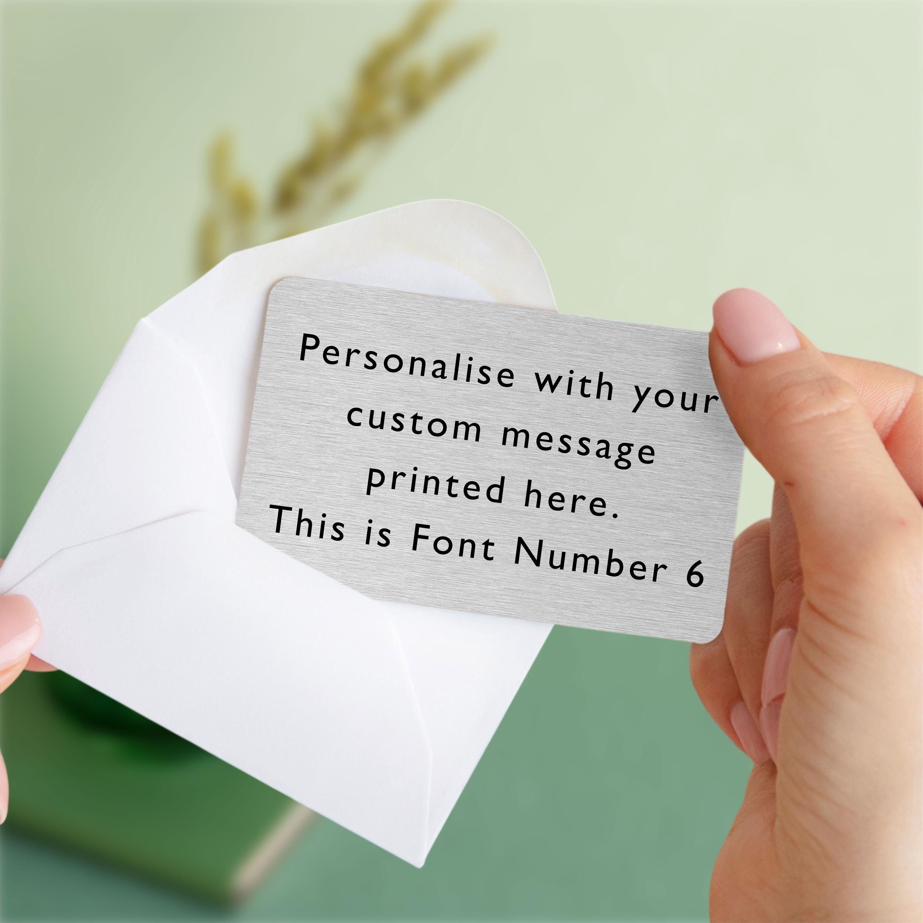Personalised Message Wallet Card | Your Own Text Wording Phrase Quote ...
