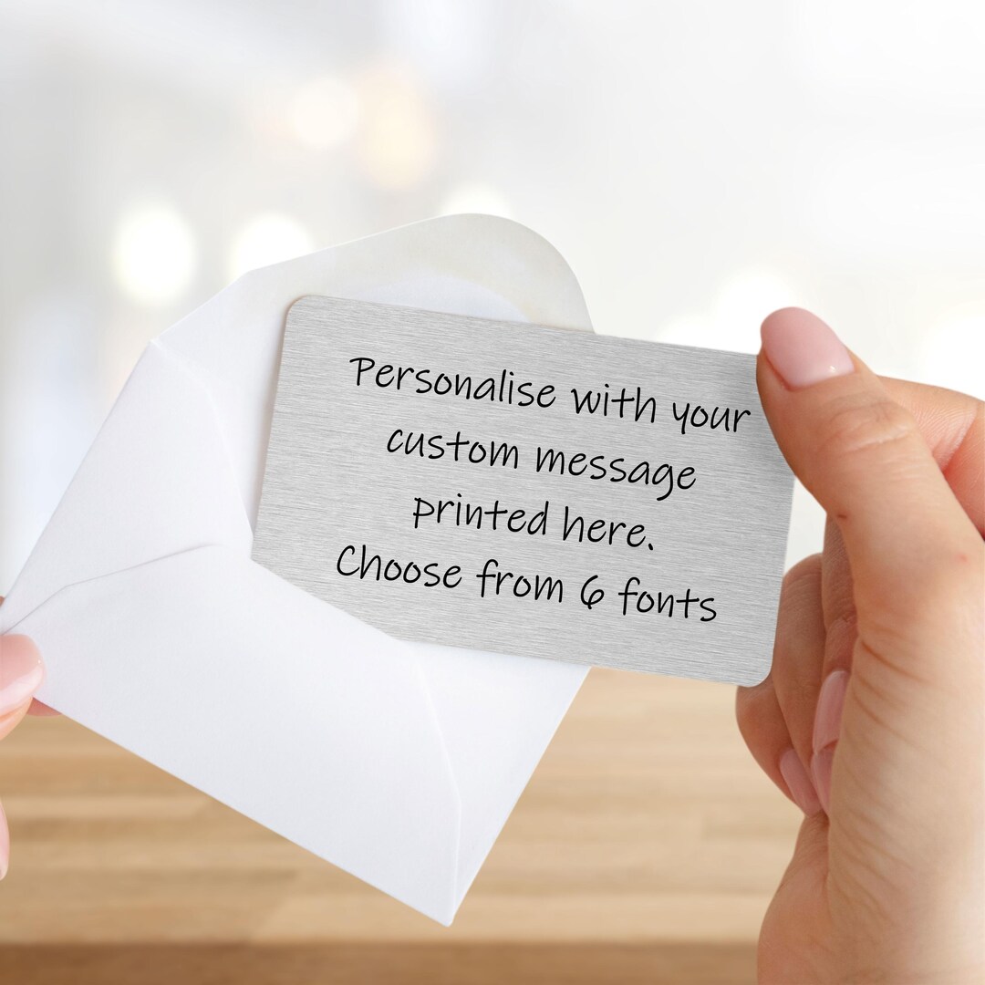 Personalised Message Wallet Card | Your Own Text Wording Phrase Quote ...