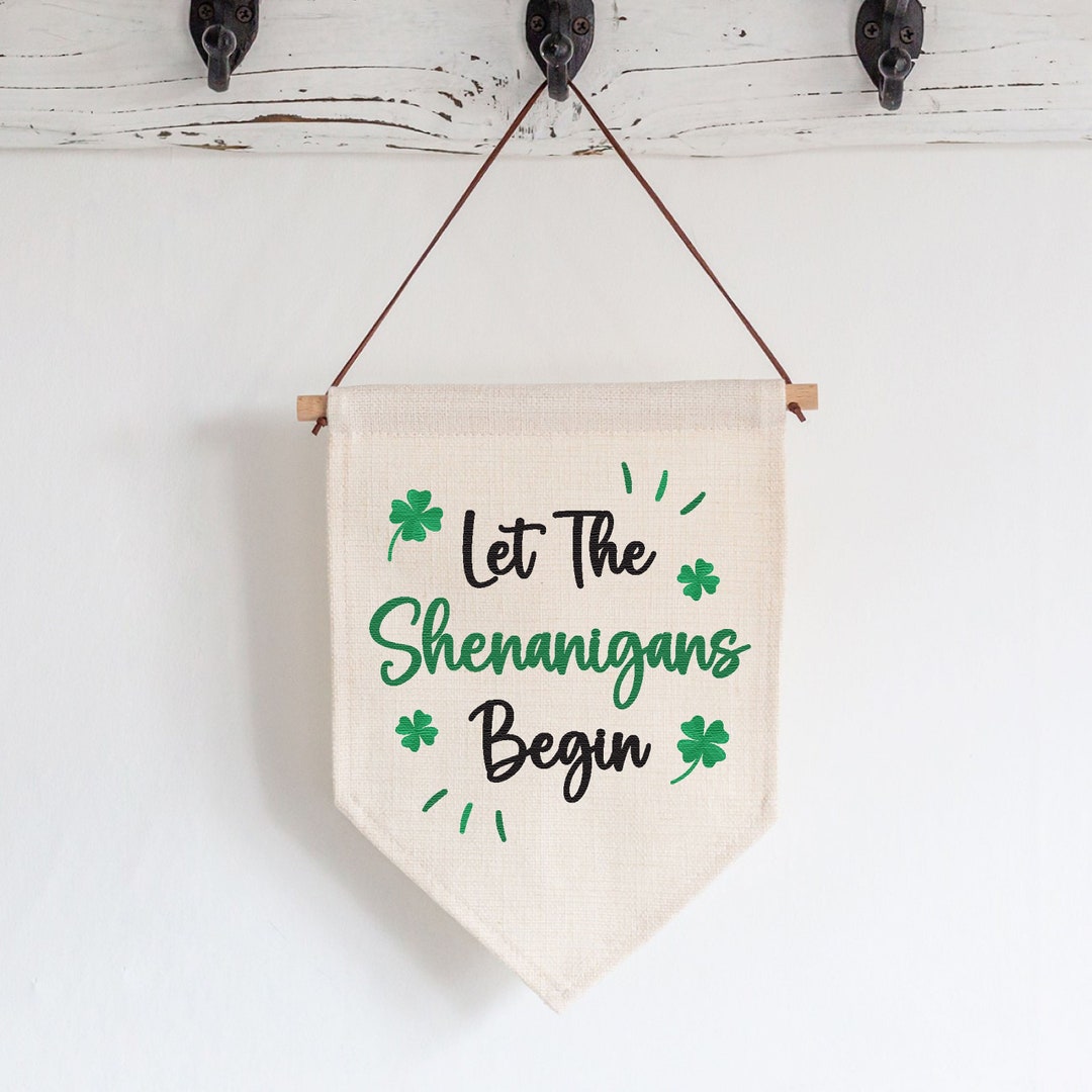 St Patrick's Day Shenanigans Linen Flag Banner - Celtic Wall Art, Home ...