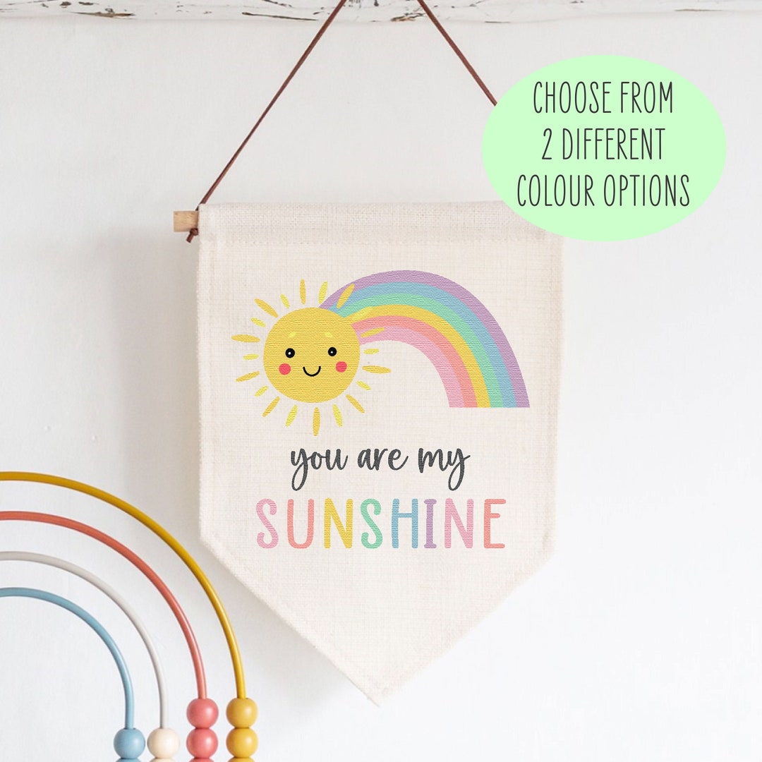 Nursery Wall Decor | You Are My Sunshine Linen Flag New Baby Gift for ...