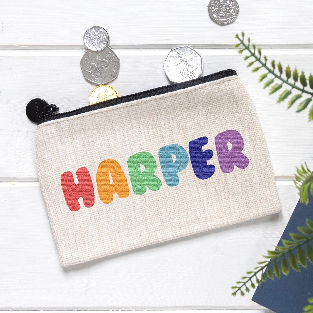 Personalised Kid's Name Linen Coin Purse | Birthday or Christmas Gift ...