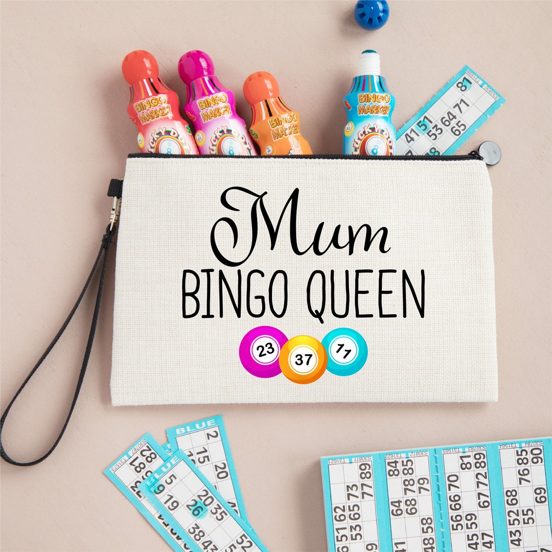 Mum Bingo Queen Linen Style Dabbers Bag Pouch Bingo Gift, Mother's Day ...