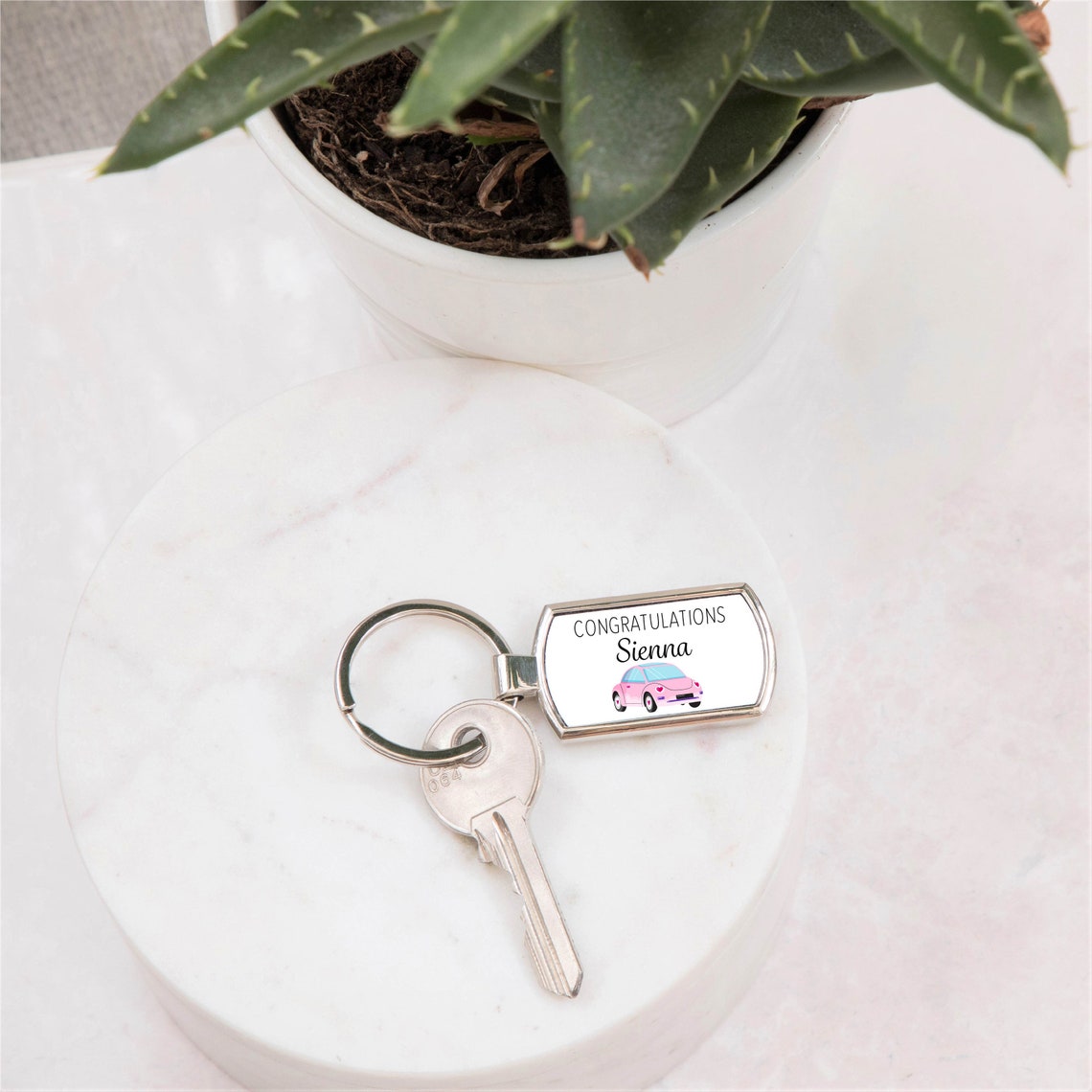 Personalised Congratulations Pink Car Keys Metal Keyring New | Etsy