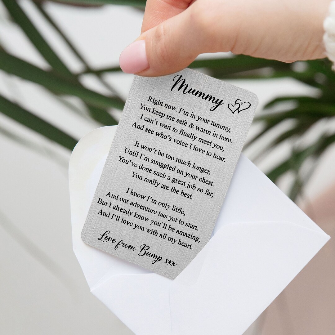 Personalised Metal Wallet Card | to Mummy From Bump Baby Shower Gift ...