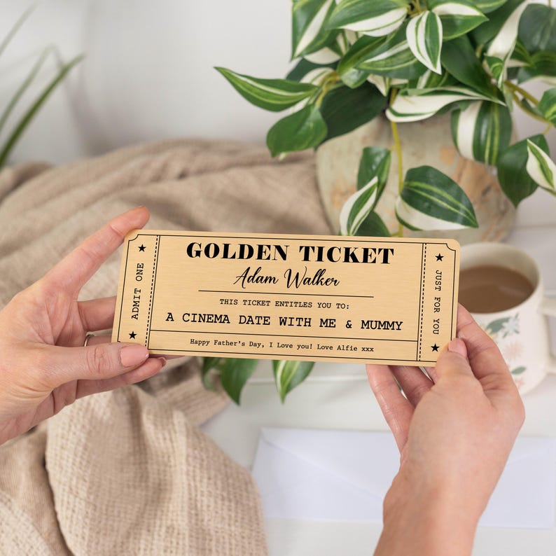 Personalised Golden Ticket Metal Voucher | Valentine's Gift for Him ...
