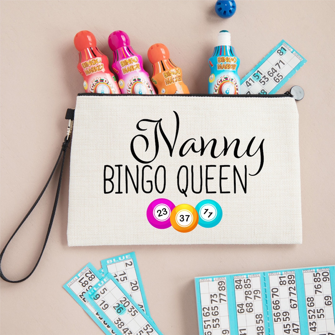 Nanny Bingo Queen Linen Style Dabbers Bag Pouch Bingo Gift, Birthday ...