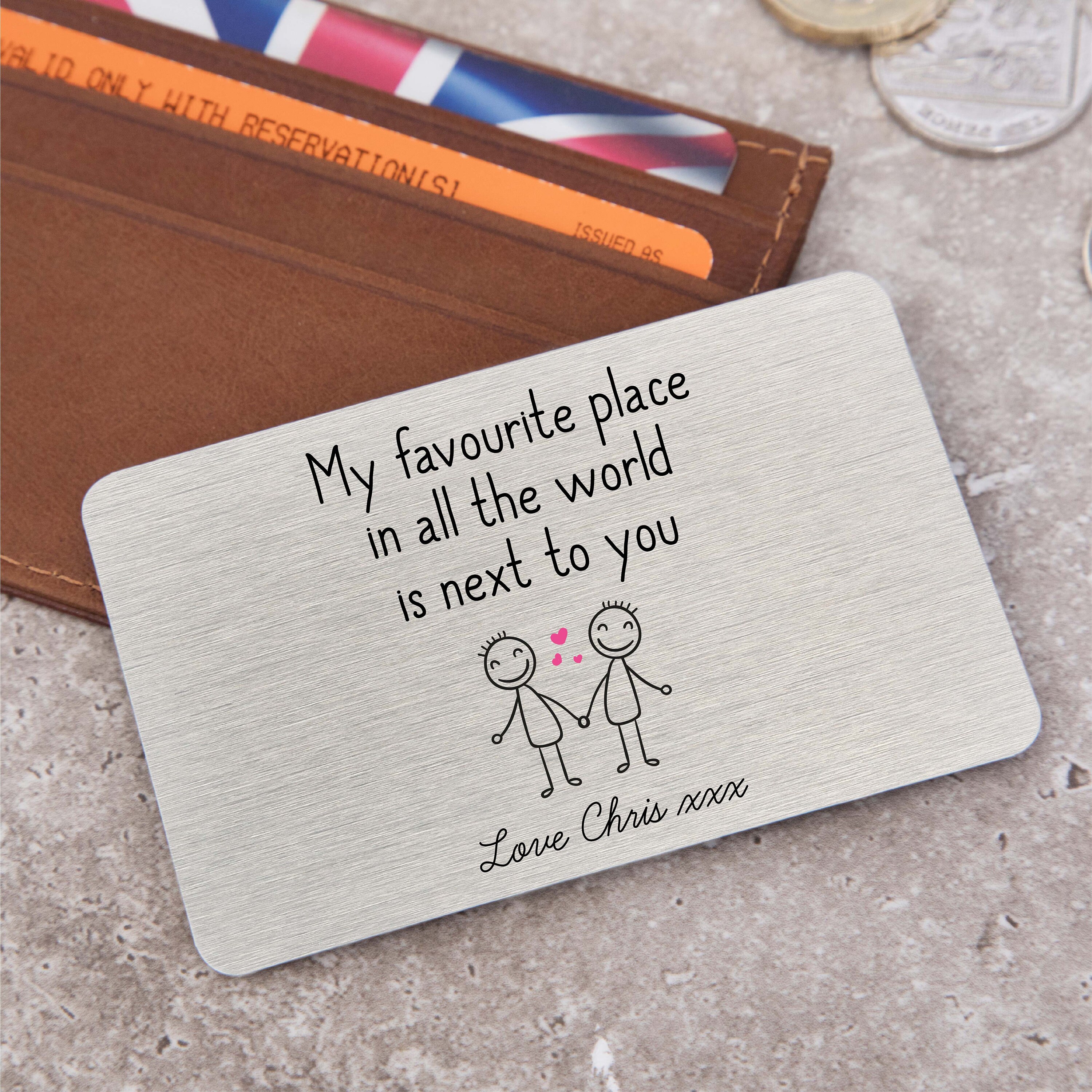 Personalised My Favourite Place Metal Wallet Card | Etsy