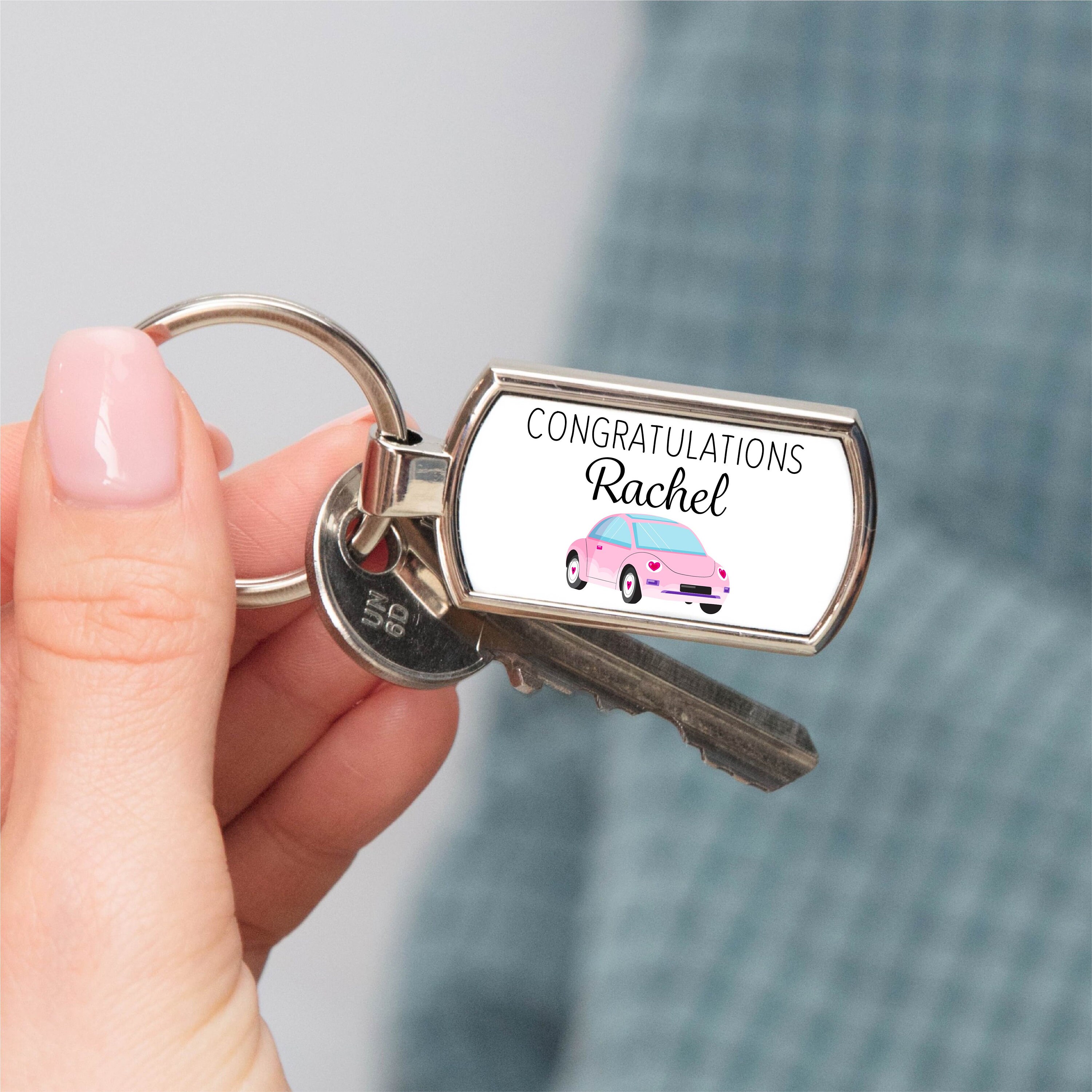 Personalised Congratulations Pink Car Metal Keyring Keepsake - Etsy