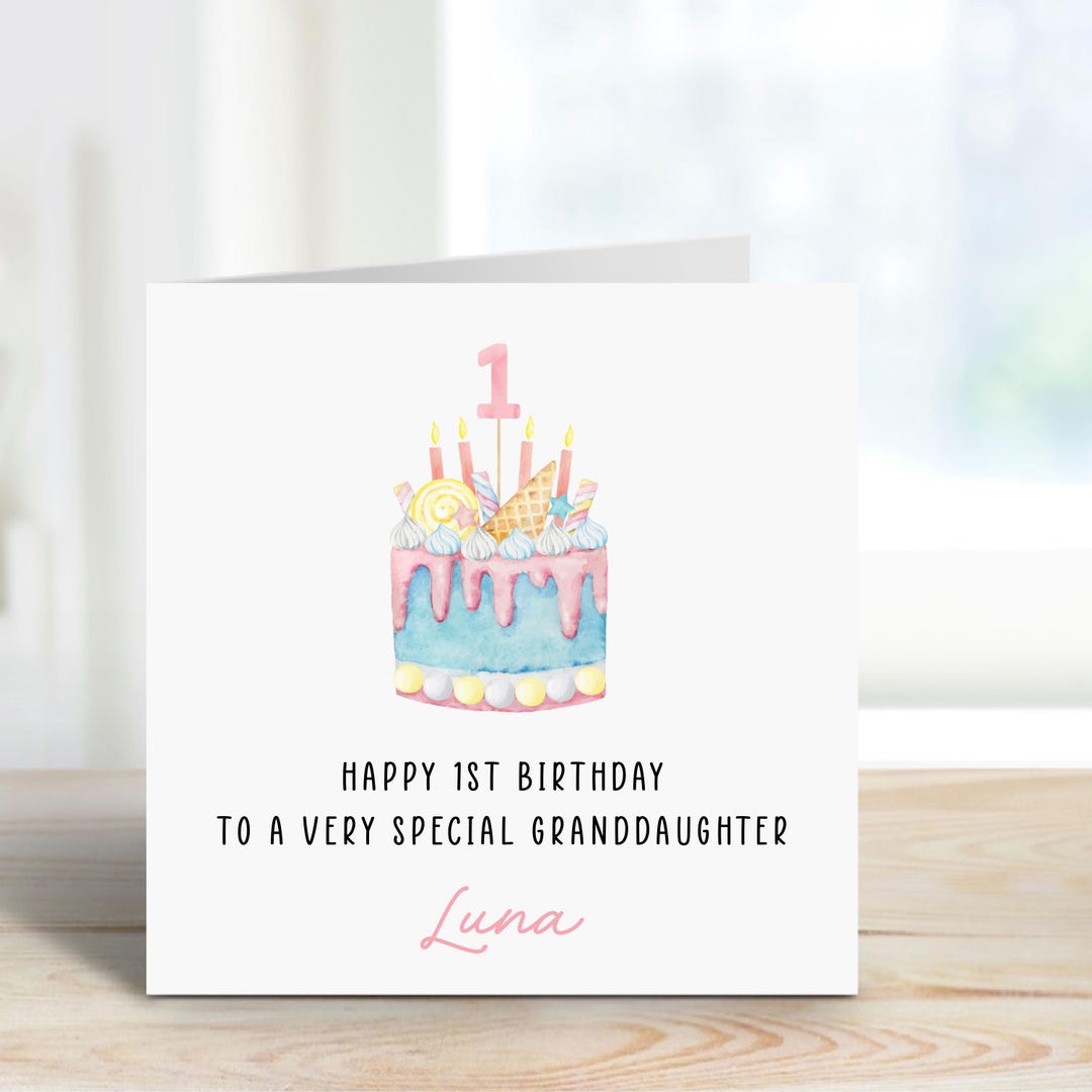 Personalised Happy 1st Birthday Card for Granddaughter | First Birthday ...